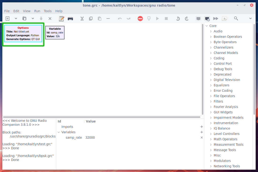 GNU Radio Introduction – Kaitlyn's Tech Logs