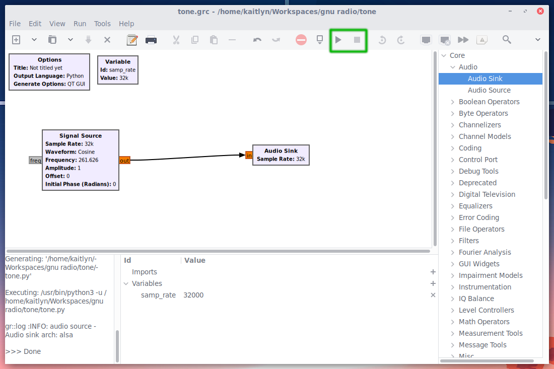 GNU Radio Introduction – Kaitlyn's Tech Logs