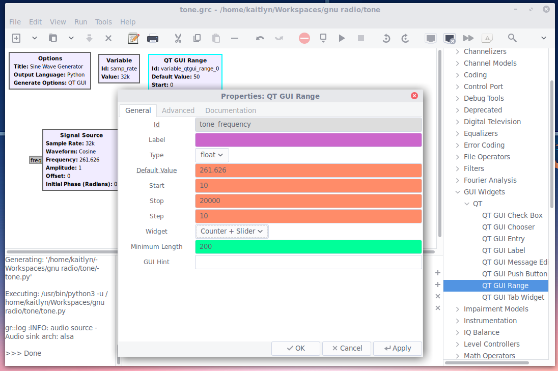 GNU Radio Introduction – Kaitlyn's Tech Logs